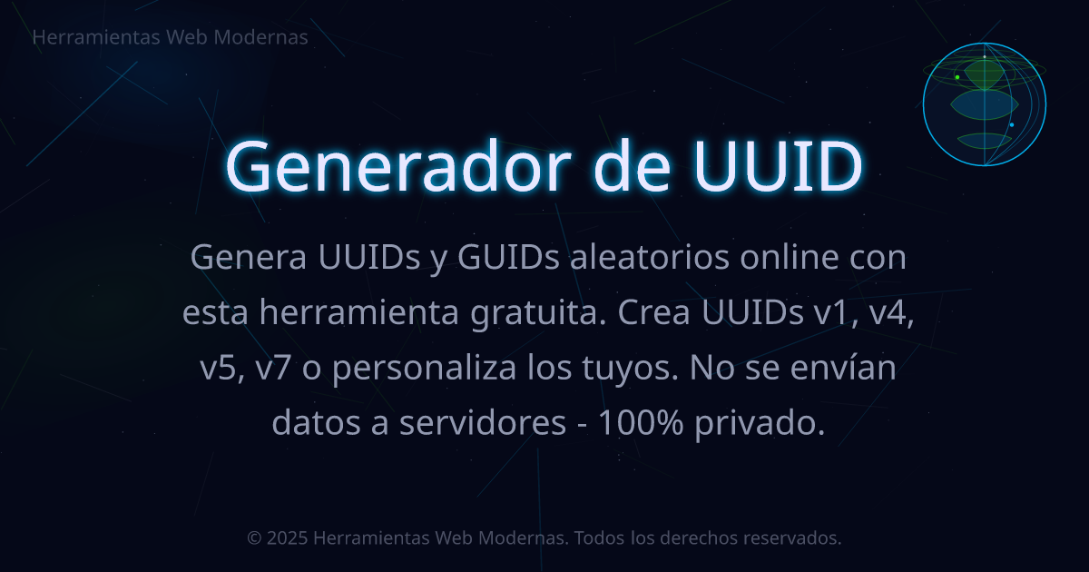 Generador Gratuito Online de UUID y GUID - Crea UUIDs Aleatorios Instantáneamente